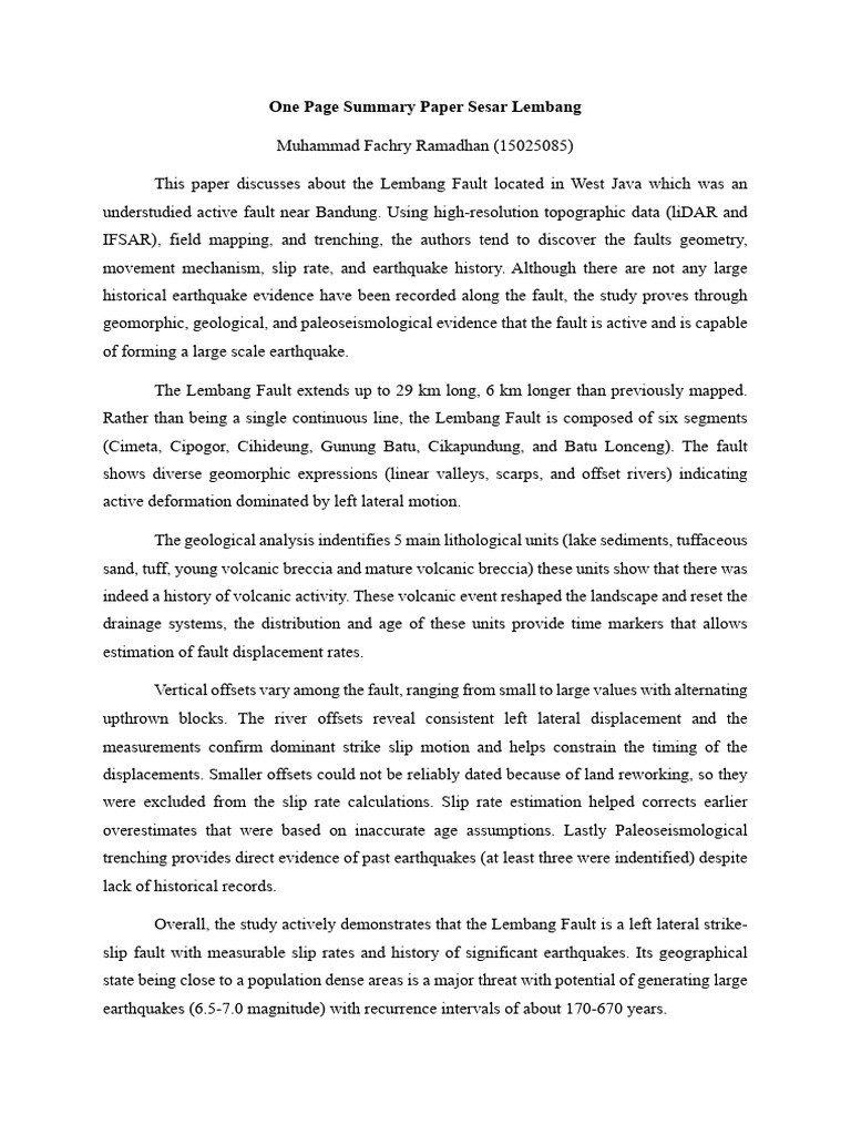 Tugas 2-Summary Paper Sesar Lembang - 15025085 - Muhammad Fachry ...