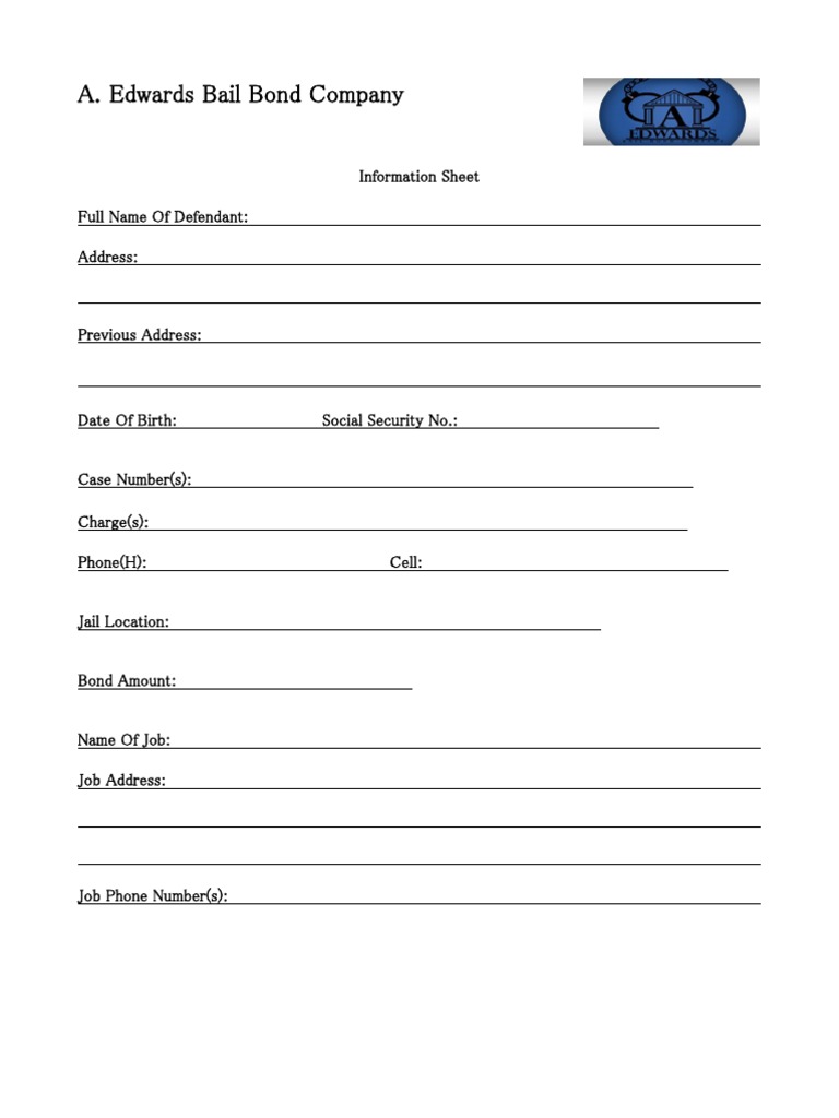 A. Edwards Bail Bond Company Info Sheet | PDF