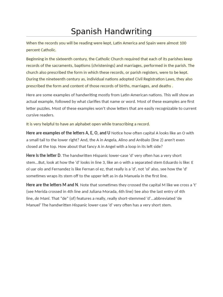 Spanish Handwriting Samples | PDF | Writing | Western Calligraphy