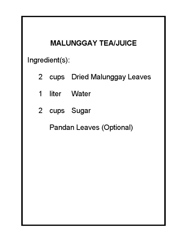 Malunggay Tea | PDF | Nutrition | Diet & Nutrition
