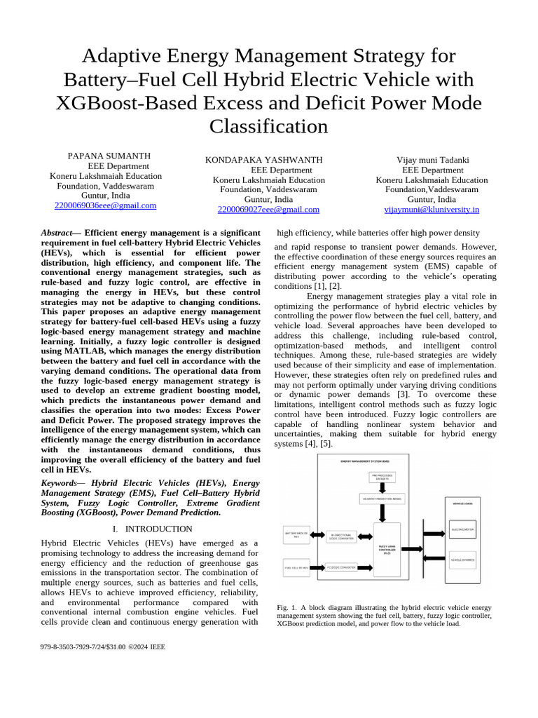 Adaptive Energy Management Strategy For Battery-Fuel Cell Hybrid ...
