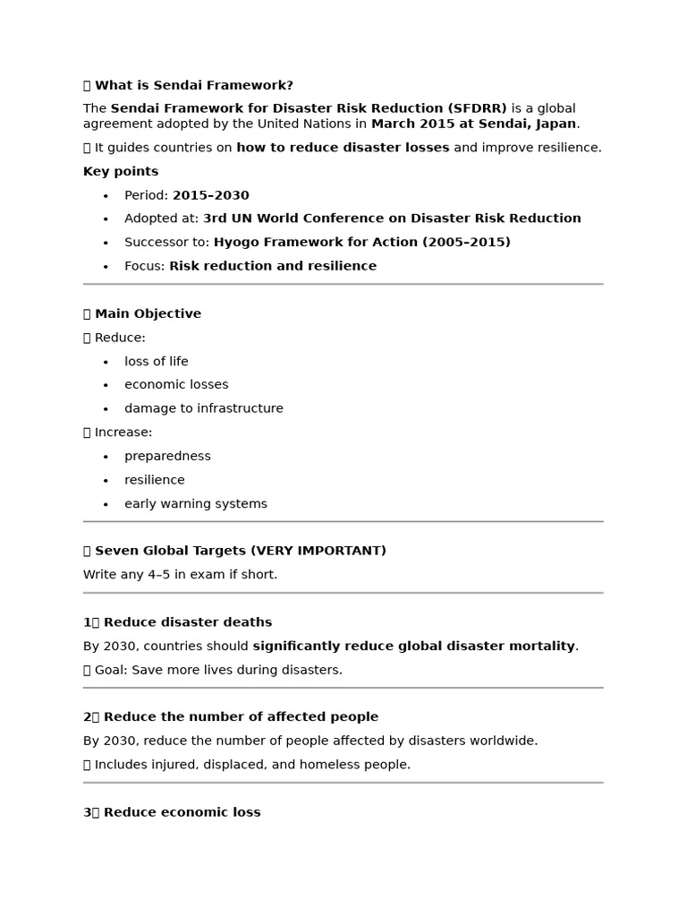 Sendai Framework | PDF
