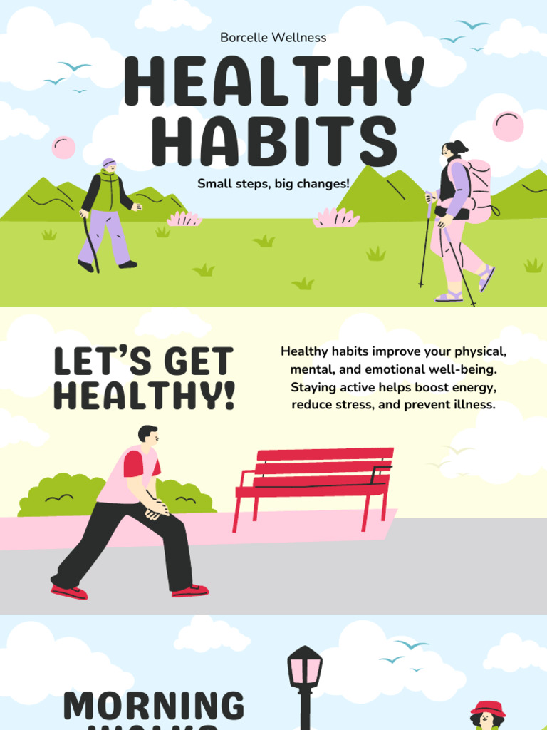 Green Blue and Pink Cute Playful Illustrative People Outdoor Healthy ...