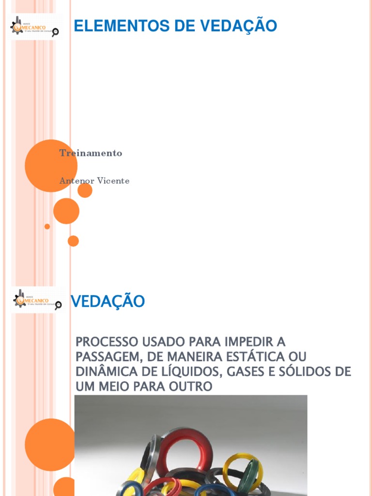 Elementos de vedação: tipos, materiais, aplicações e manutenção | PDF ...