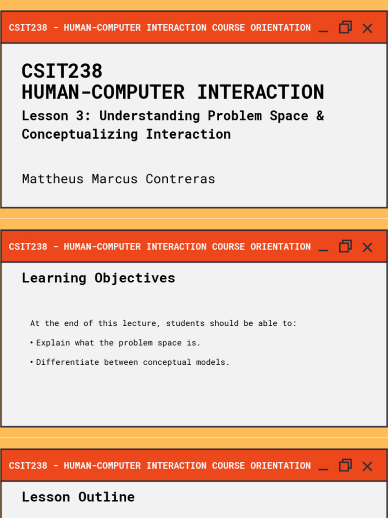 CSIT238 Lesson 3 Understanding & Conceptualizing Interaction | PDF ...