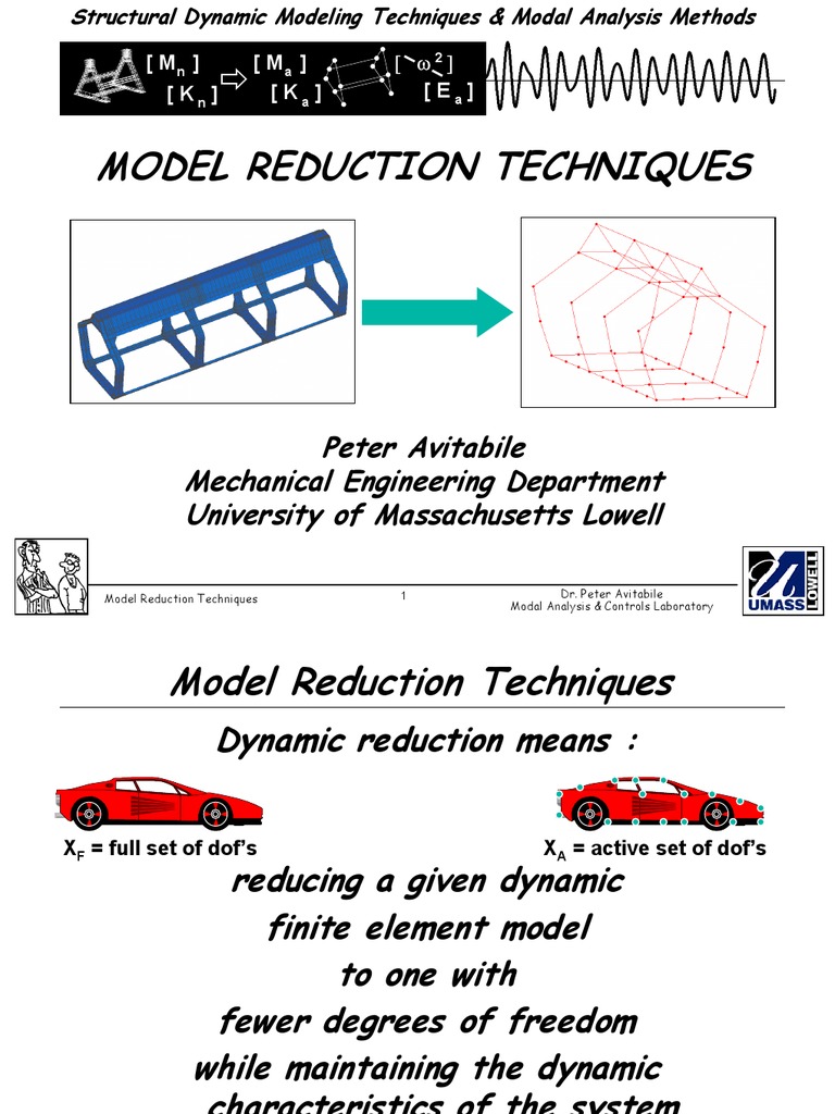 Model Reduction Techniques: Peter Avitabile Mechanical Engineering ...
