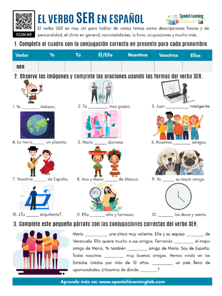 El Verbo Ser Espaniol PDF Worksheet | PDF
