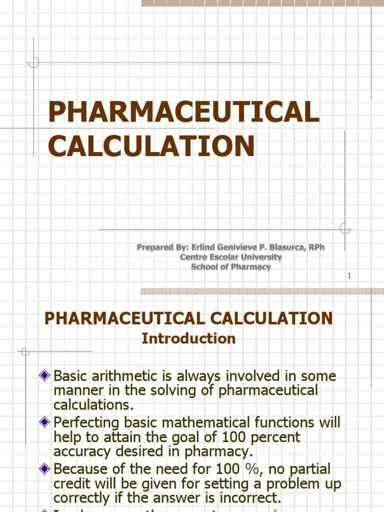 Pharmaceutical Calculation | PDF | Mass Concentration (Chemistry ...
