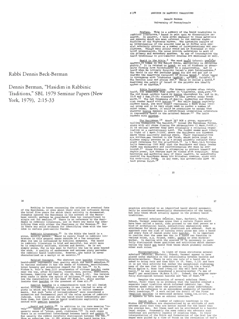 Hasidim in Rabbinic Traditions | PDF | Hasidic Judaism | Halakha