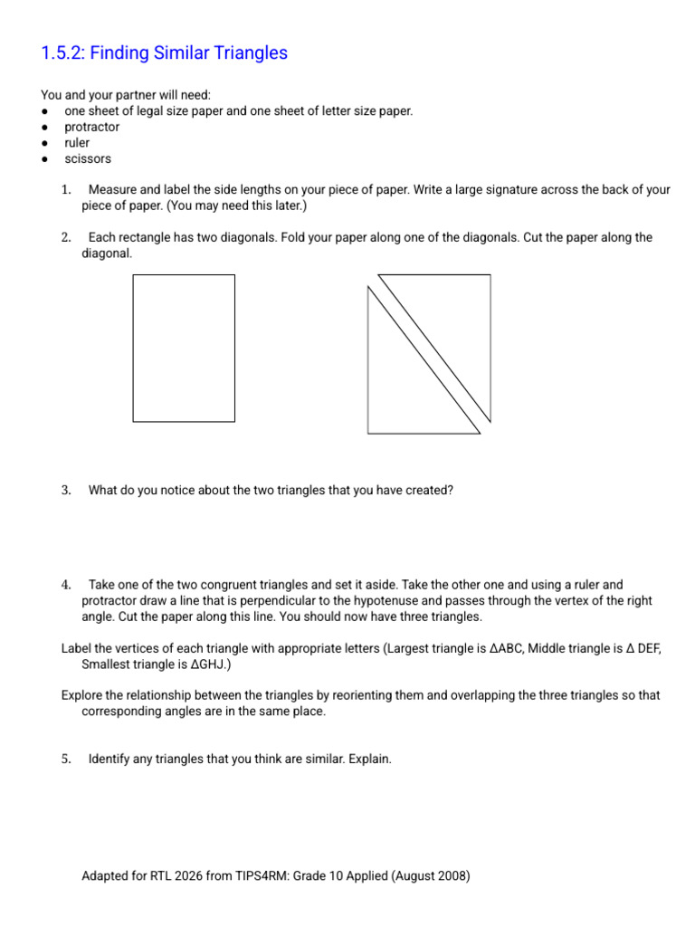1.5.2 Finding Similar Triangles | PDF | Triangle | Angle