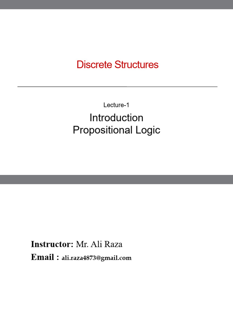 Discrete Structures Lecture 1 | PDF | If And Only If | Logic