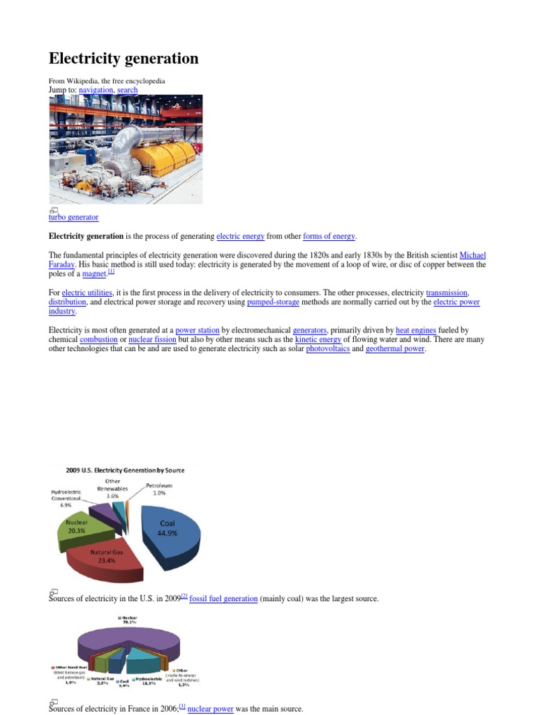 Electricity Generation: From Wikipedia, The Free Encyclopedia | PDF ...