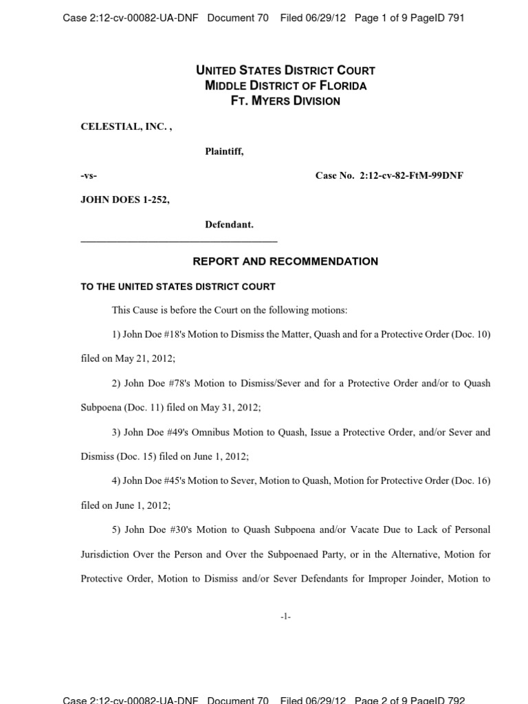 Order Granting Motion To Quash | PDF | Personal Jurisdiction | Subpoena