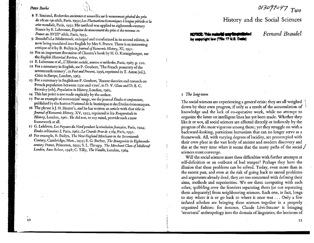 Fernand Braudel, History and The Social Sciences | PDF