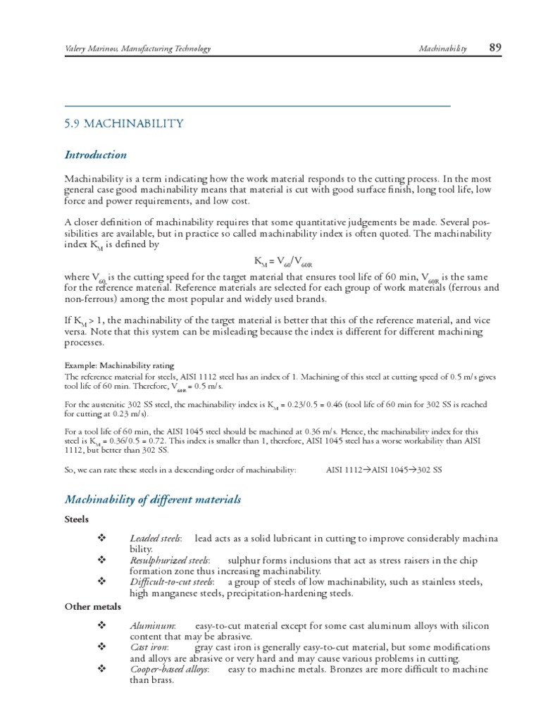 ME364 Cutting Machinability | PDF | Machining | Steel