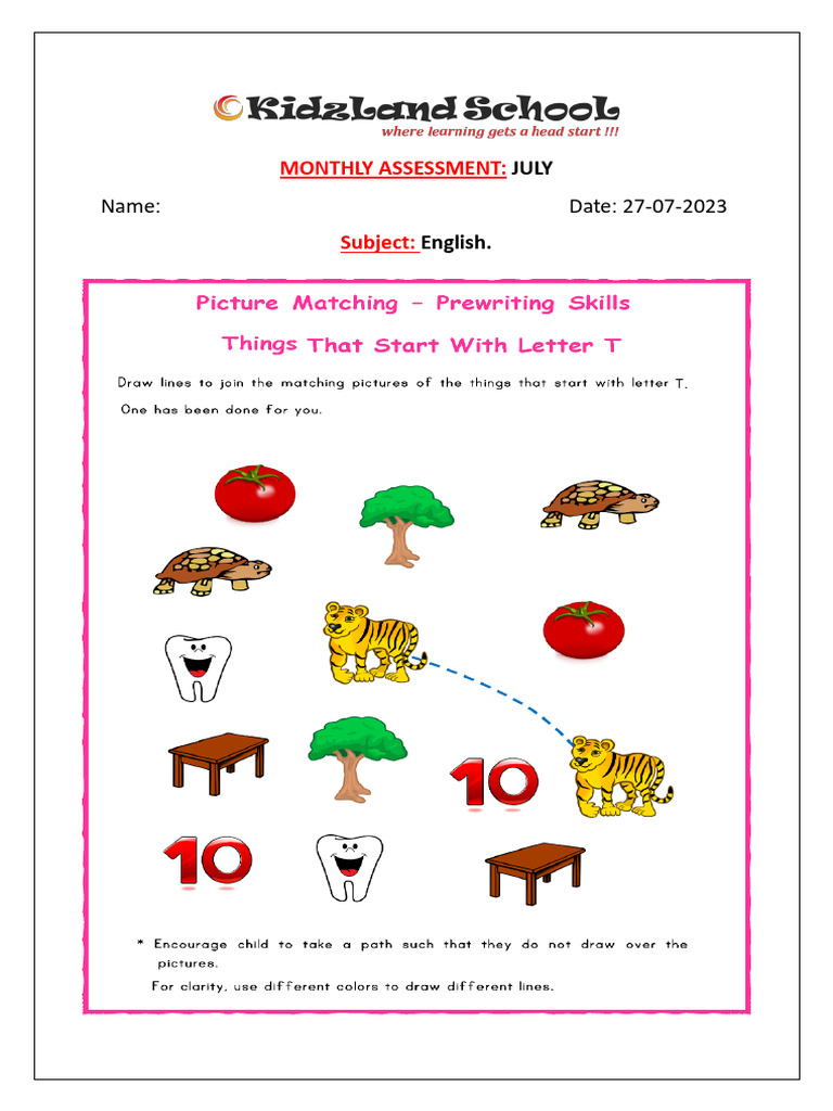 Monthly Assessment Sheet - July | PDF