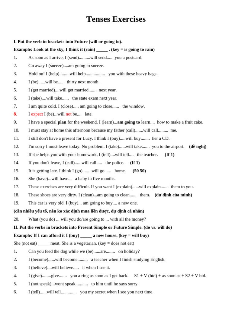Tenses Exercises | PDF