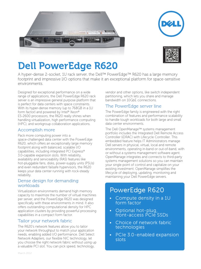Dell PowerEdge R620 Spec Sheet | Solid State Drive | Data Center