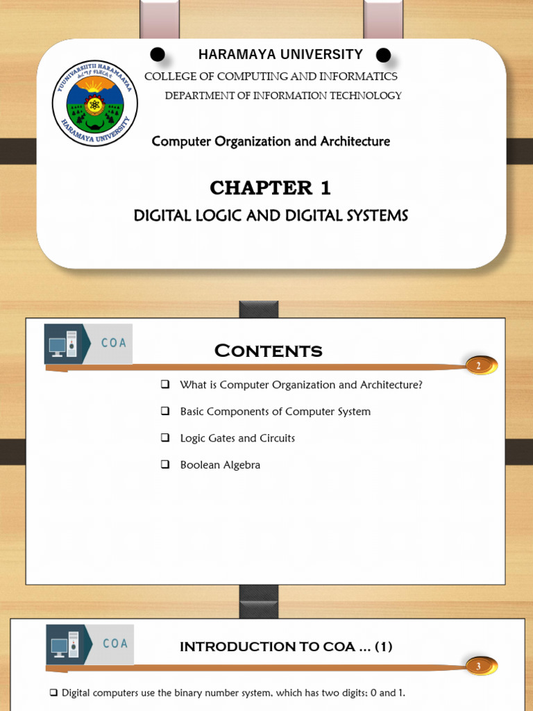 COA- Chapter 1- Digital Logic and Digital System | PDF