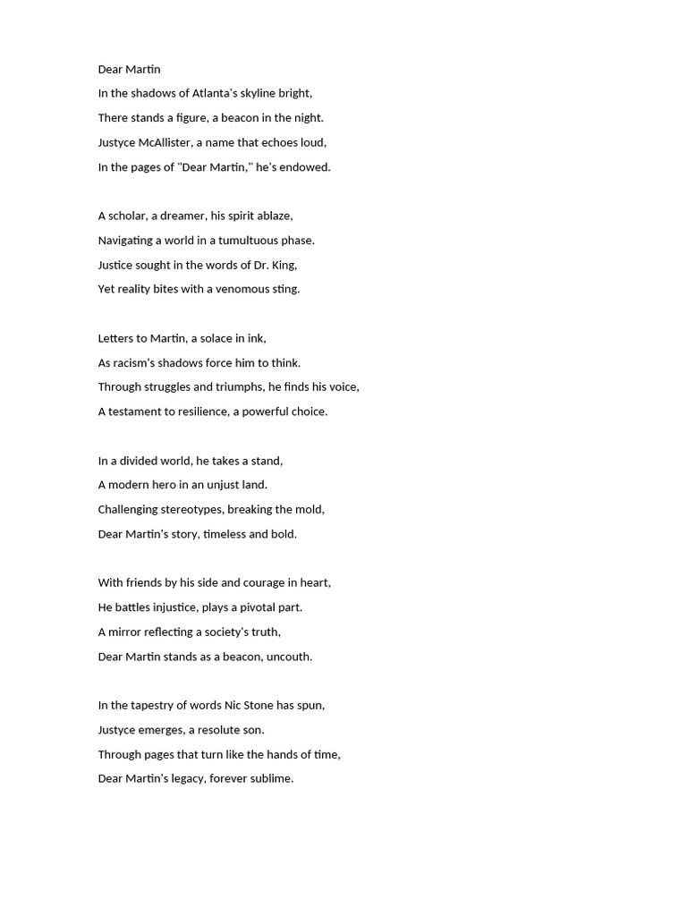 Poem Dear Martin_version1 | PDF