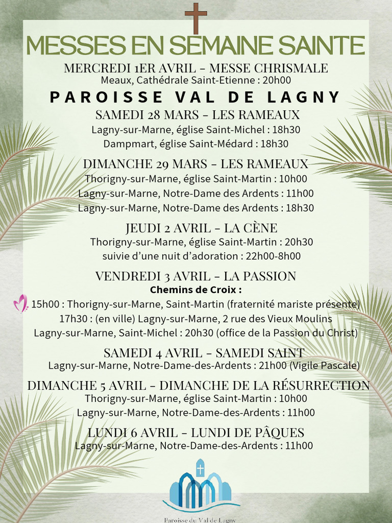 Messes Paroisses Semaine Sainte Paques | PDF | Pâques | Calendrier ...