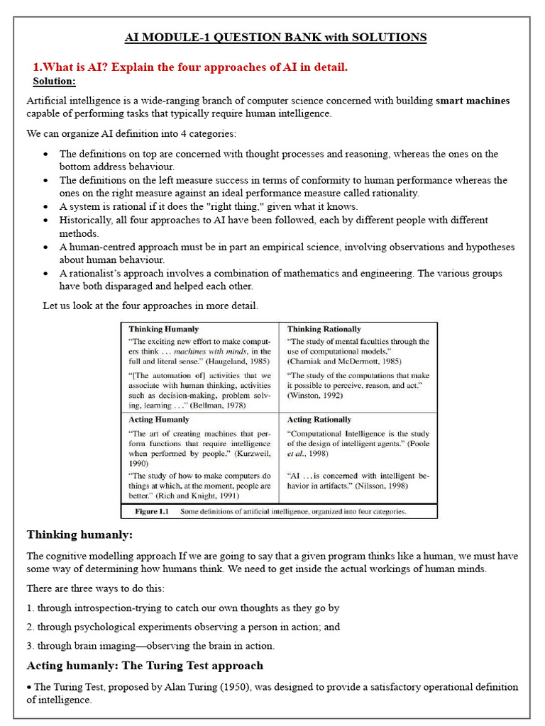 Ai Module-1 QB - Solutions | PDF
