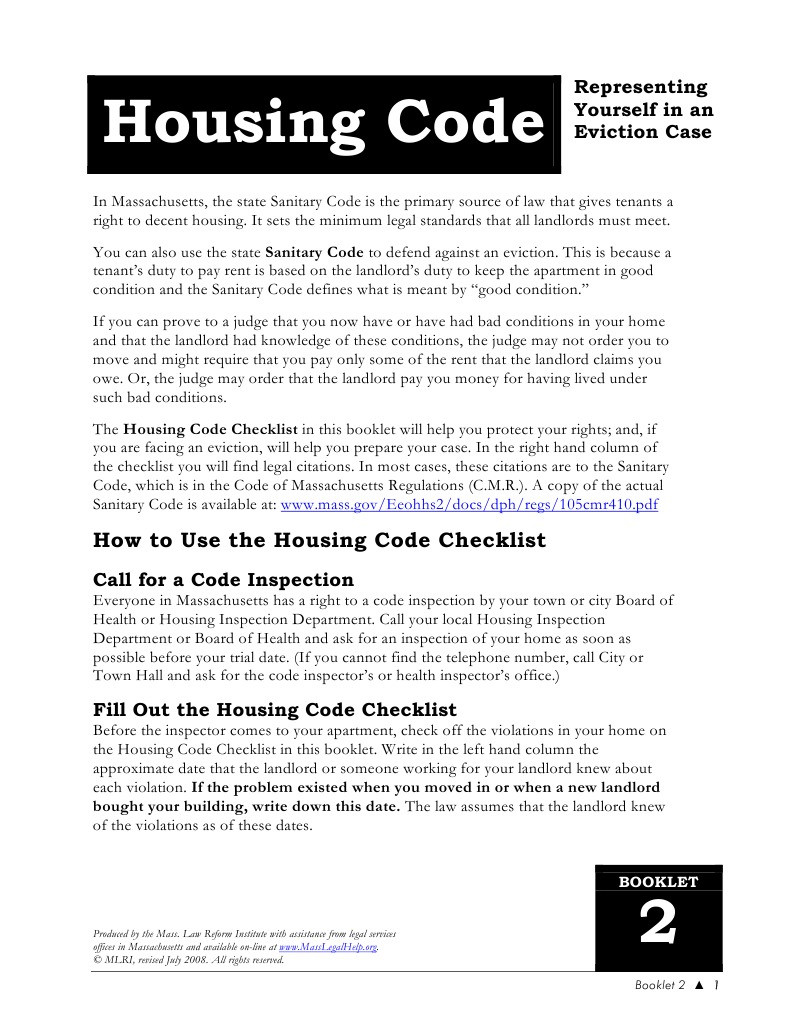 Housing Code: Representing Yourself in An Eviction Case | PDF ...