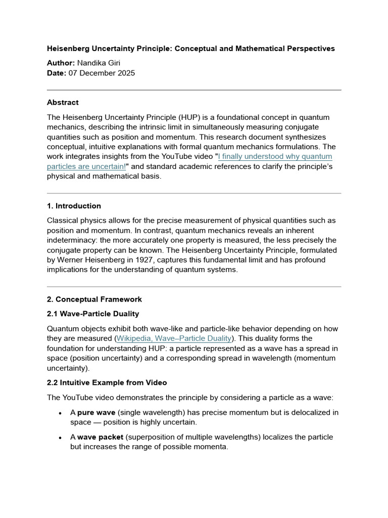 Heisenberg Uncertainty Principle | PDF | Uncertainty Principle ...