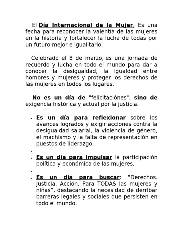 Dia Internacional de La Mujer | PDF