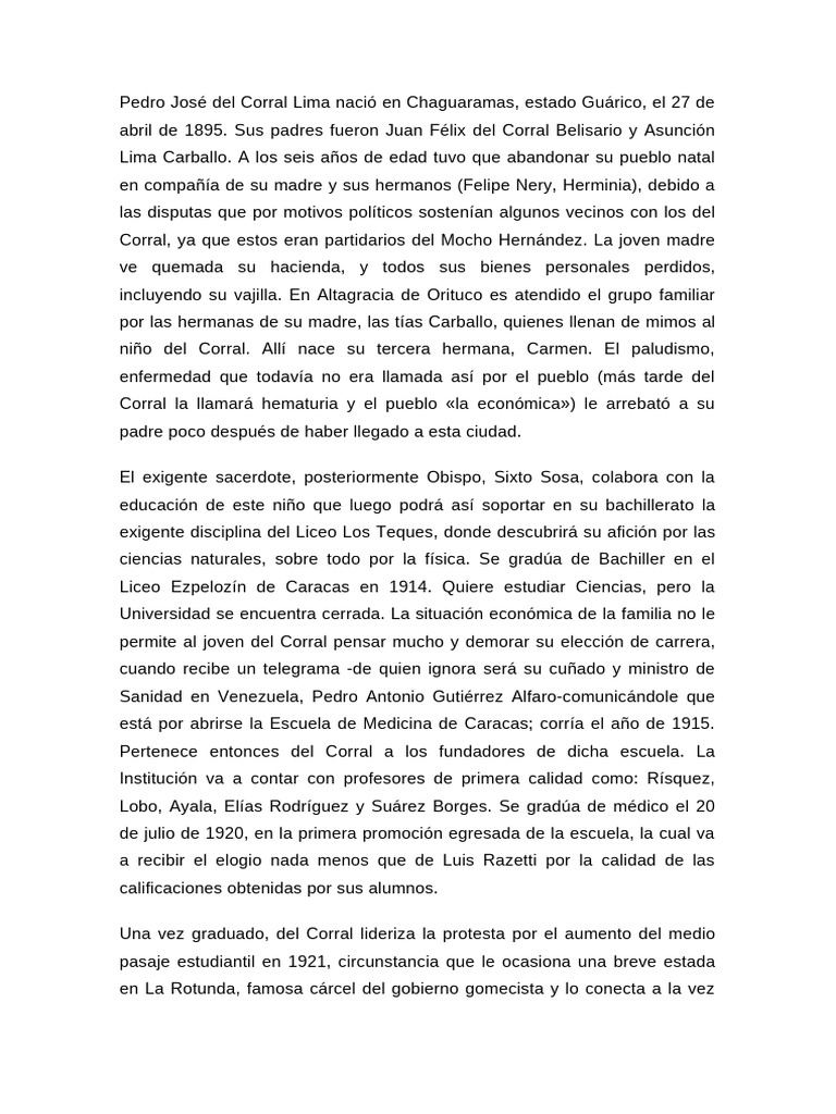 Crónica Pedro José Del Corral Lima | PDF