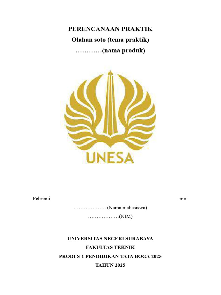 Contoh Draft Perencanaan Praktik Revisi | PDF