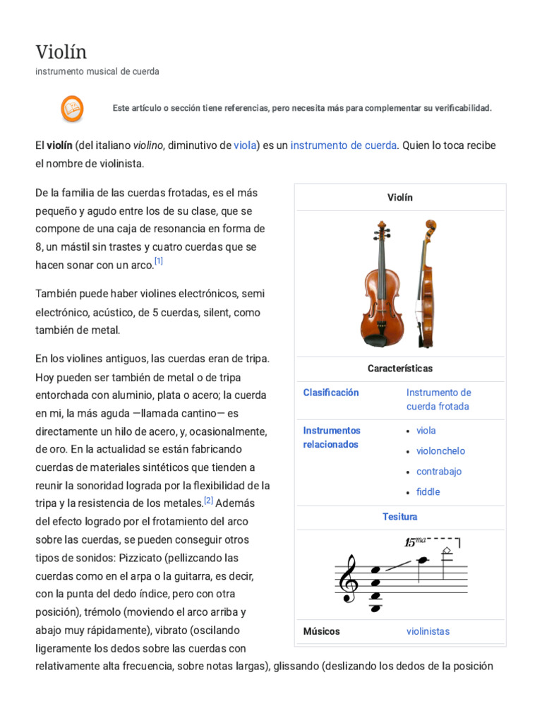 Violín - Wikipedia, La Enciclopedia Libre | PDF | Violín | Instrumentos ...