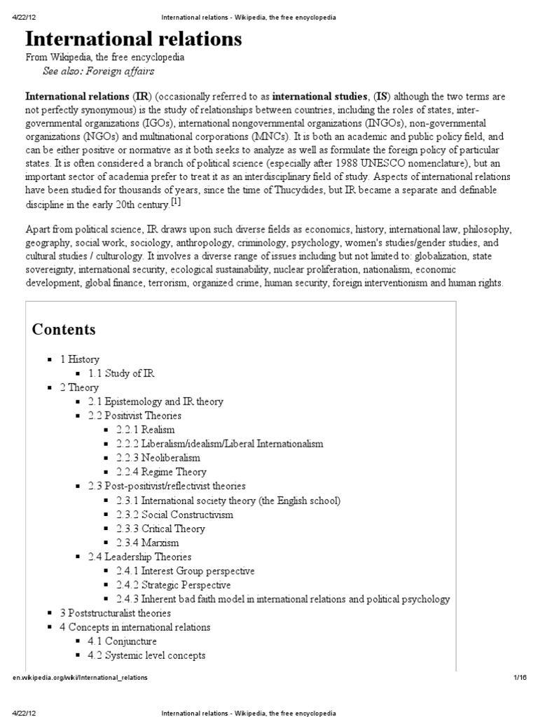 International Relations | PDF | International Relations | Polarity ...