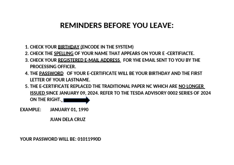 Reminders Before You Leave | PDF