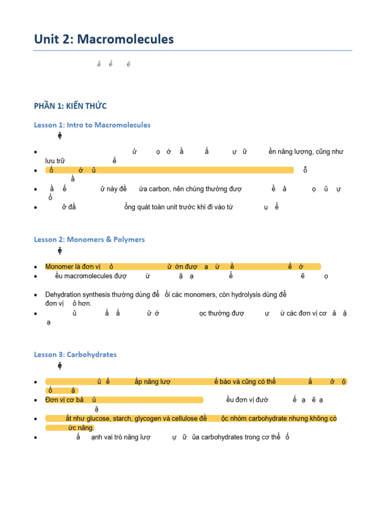 Unit 2 Macromolecules Notes Revised Vi | PDF