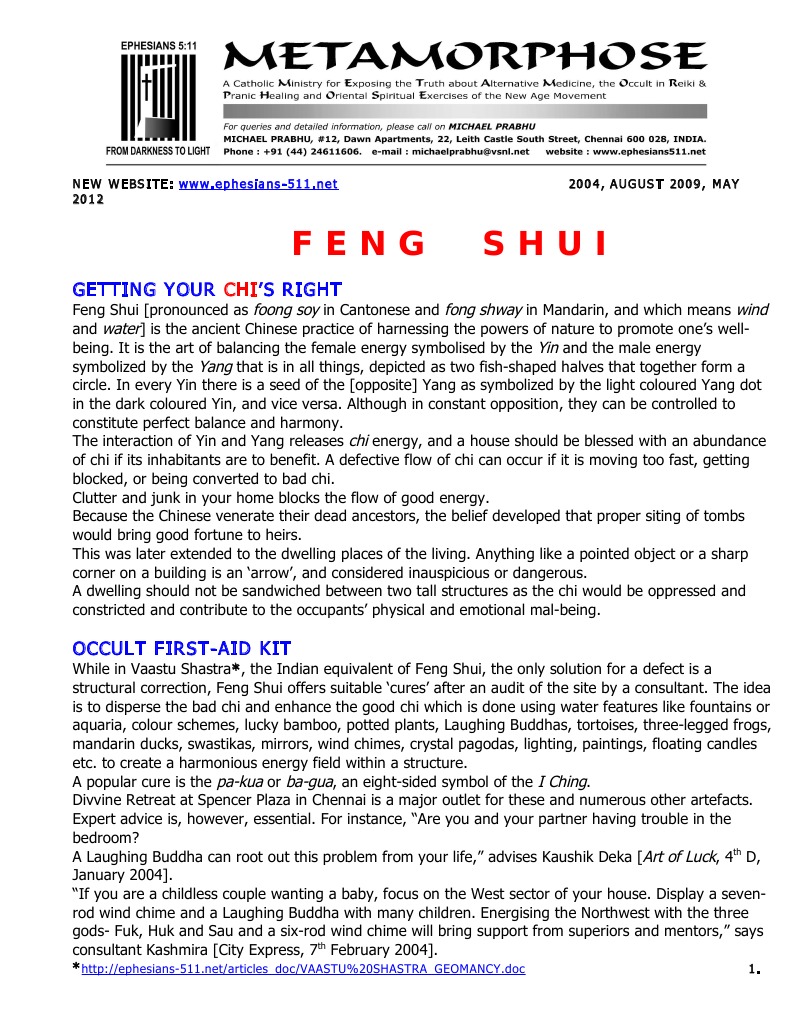 Feng Shui Or Chinese Taoist Geomancy Pdf New Age Qi