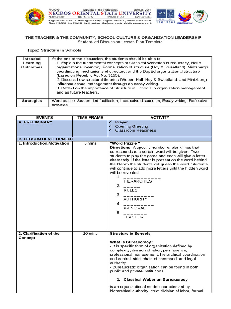 Student-Led Discussion Template | PDF | Bureaucracy