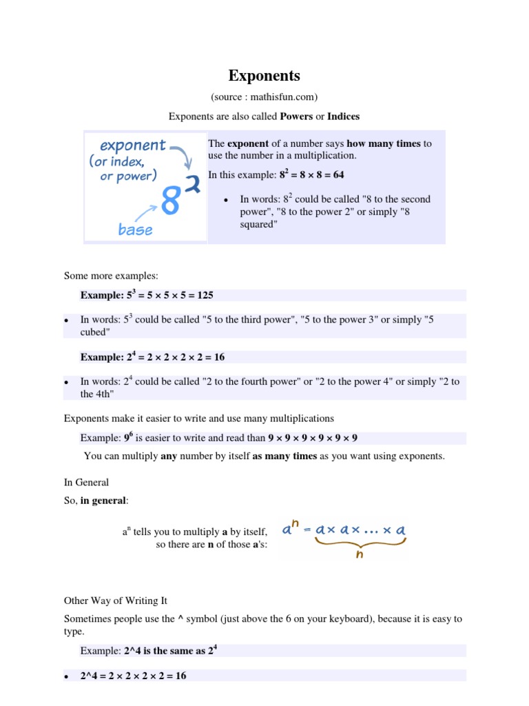 Eksponent | PDF | Exponentiation | Teaching Mathematics