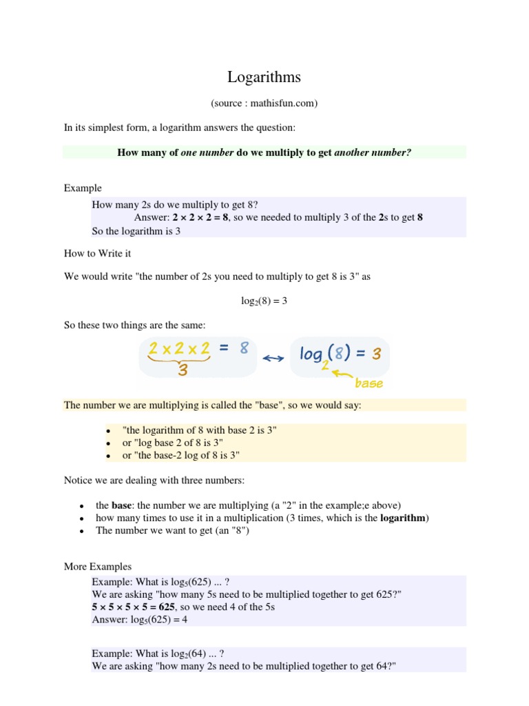 Logarithms: How Many of One Number Do We Multiply To Get Another Number ...