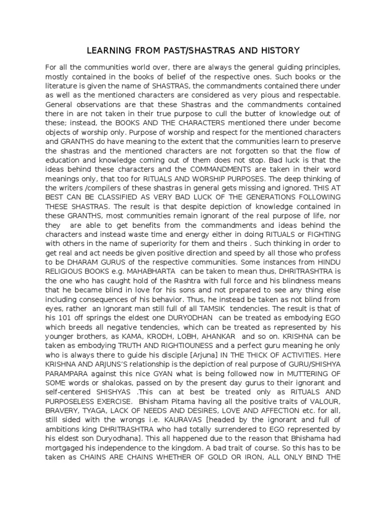 Learning From Past | PDF | Guru | Religion And Belief