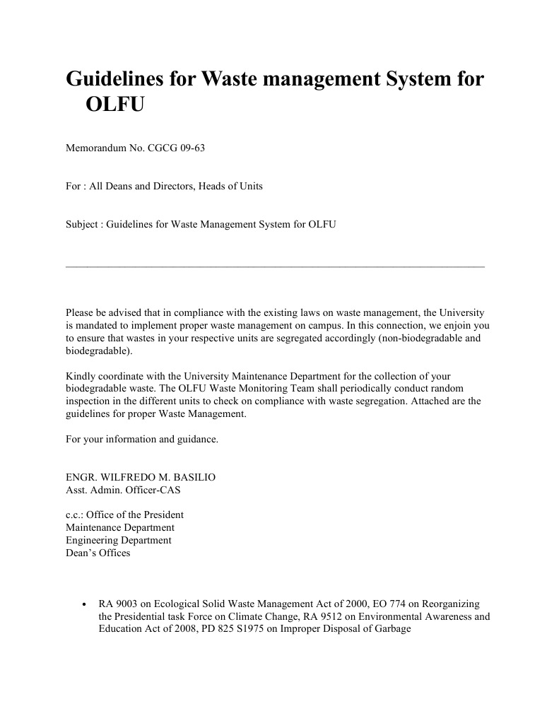 Guidelines For Waste Management System | Download Free PDF | Waste ...