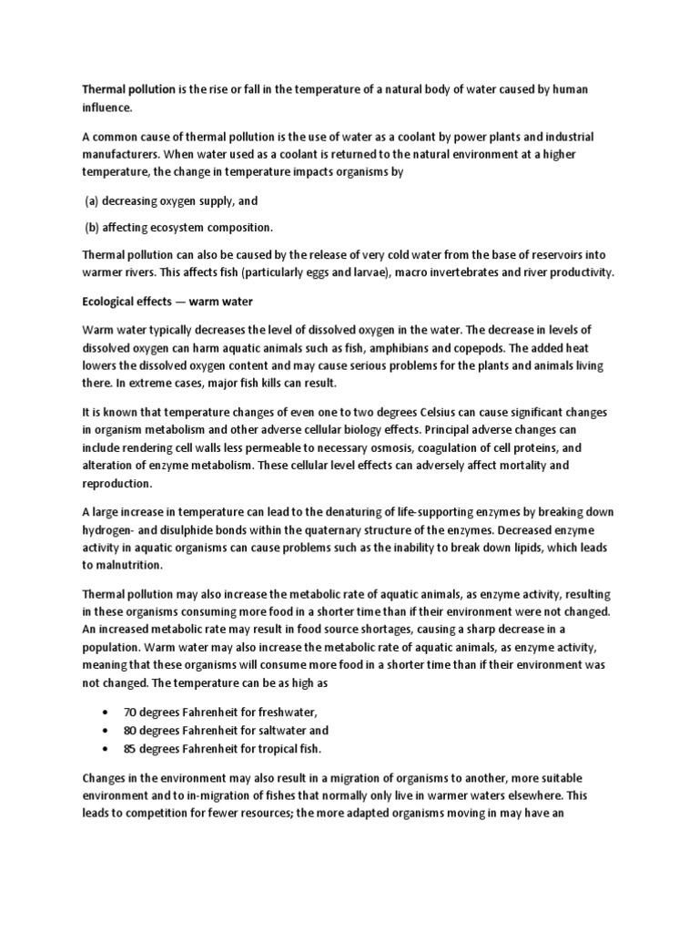 Thermal Pollution of Water Bodies: Causes, Ecological Impacts, and ...