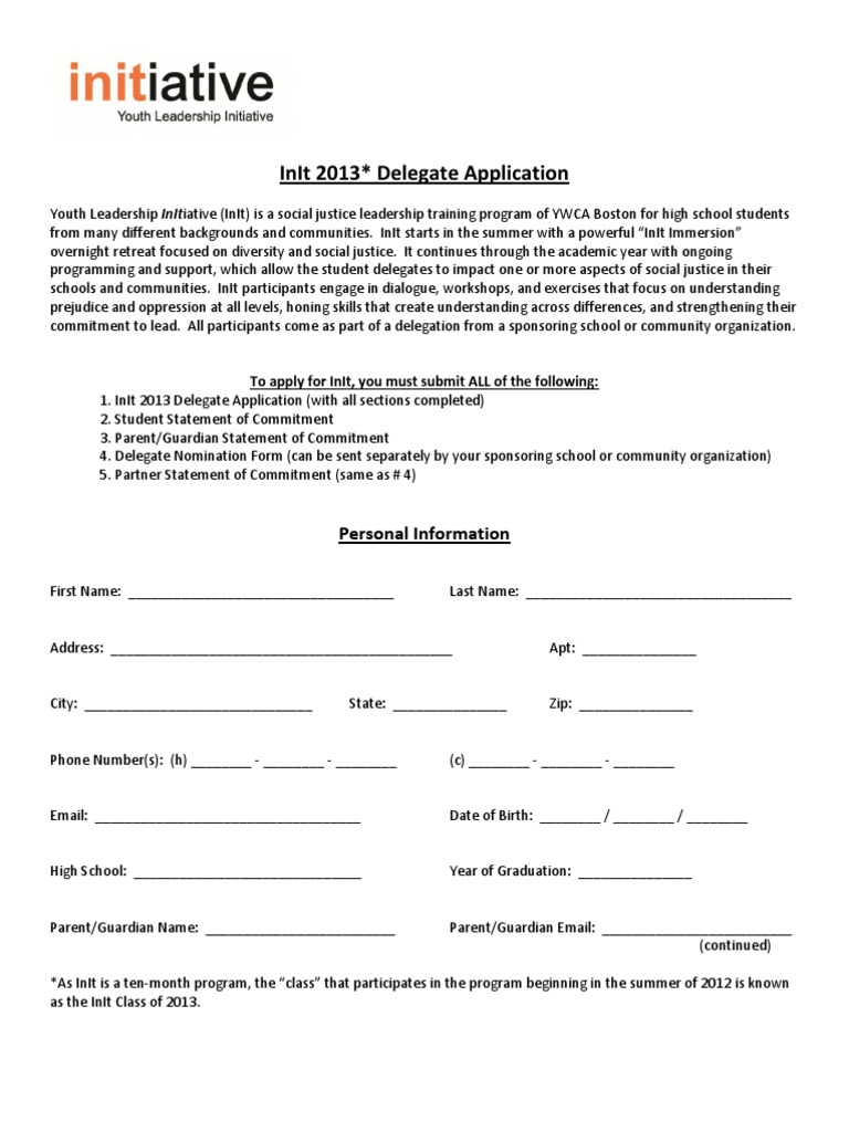 InIt 2013 Delegate Application | PDF | Further Education
