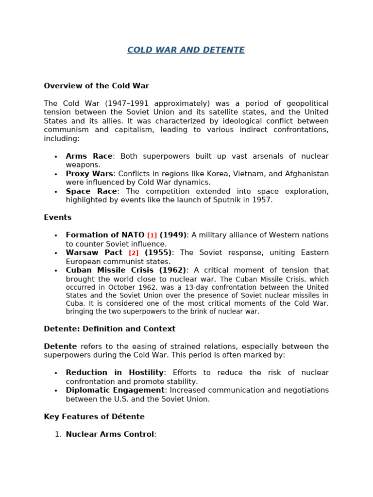 Cold War and Détente | PDF | Cold War | Nato