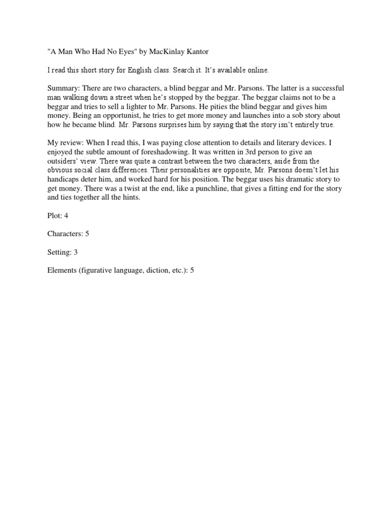 A Man Who Had No Eyes | PDF