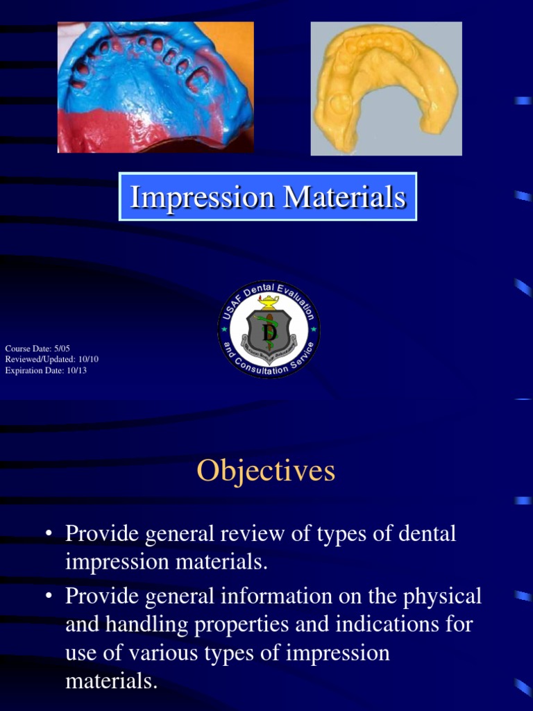 Impression Materials | PDF | Dental Material | Chemical Compounds