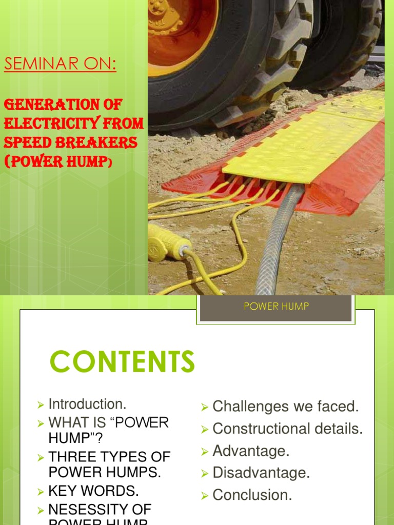 Seminar On:: Generation of Electricity From Speed Breakers (Power Hump | PDF | Gear | Power ...