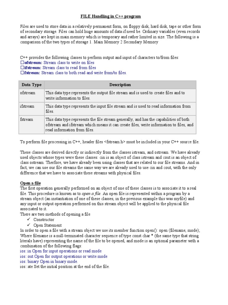 FILE Handling in C++ Program | PDF | Parameter (Computer Programming) | Computer Data Storage