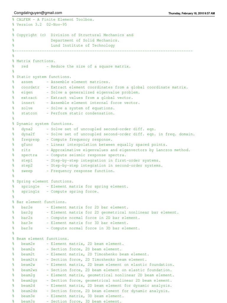 CALFEM - A Finite Element Toolbox | PDF | Deformation (Mechanics ...
