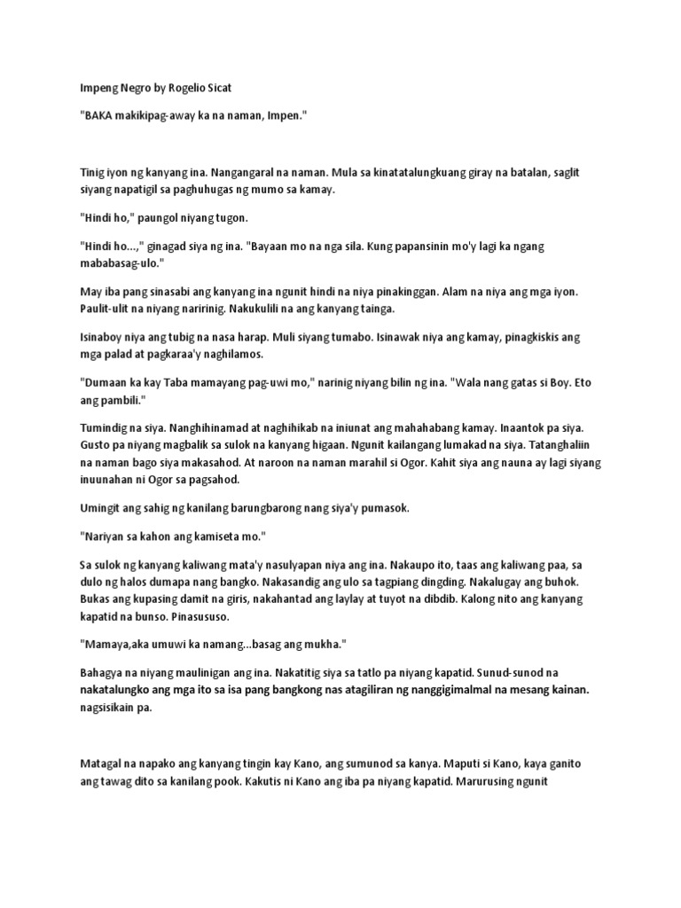 Impeng Negro by Rogelio Sicat | PDF